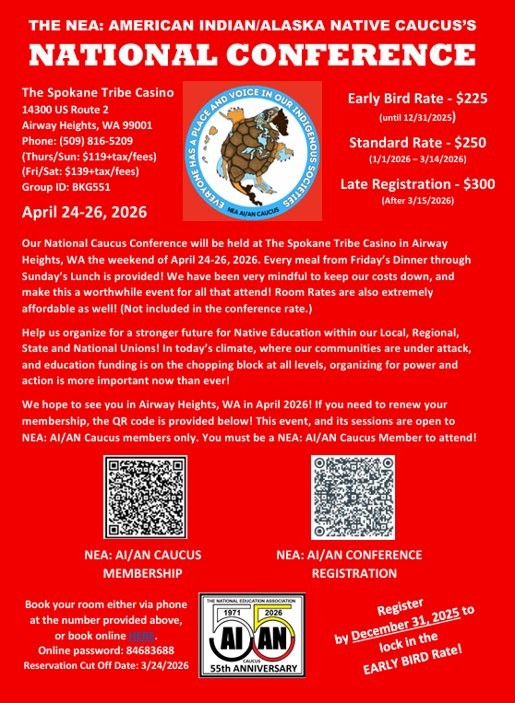 NEA: American Indian/Alaska Native National Conference (April 24-26) – SEA